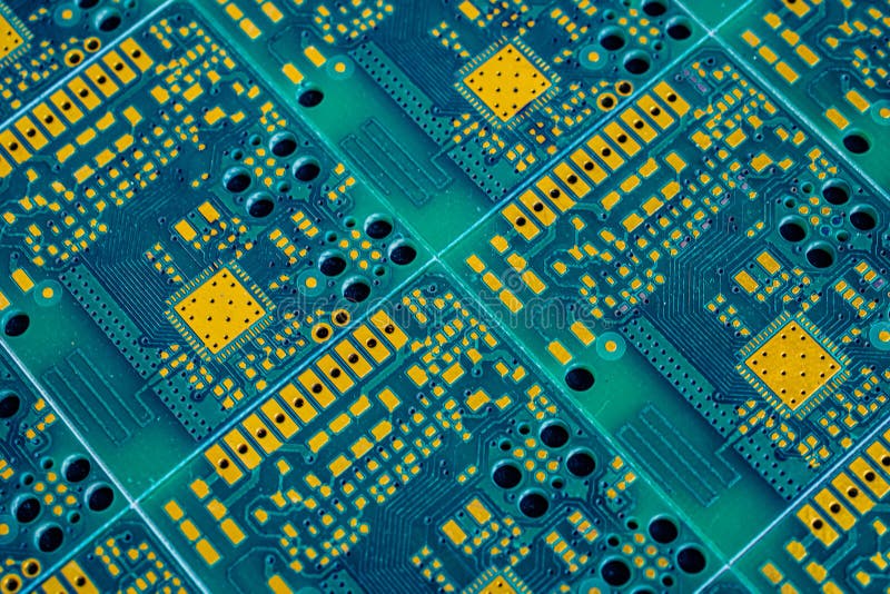 Blue Printed Circuit Board with Gold Plating Stock Photo - Image of ...