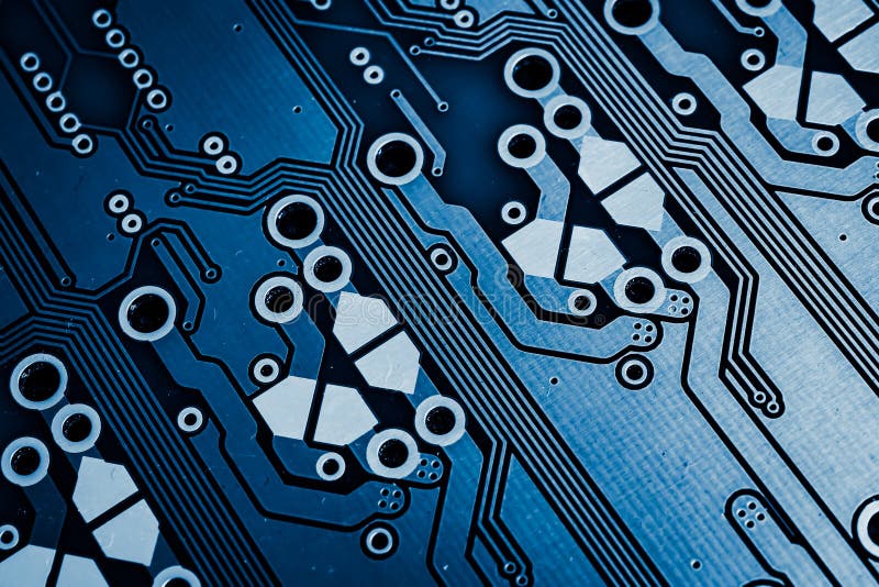 Blue Printed Circuit Board with Gold Plating Stock Image - Image of ...