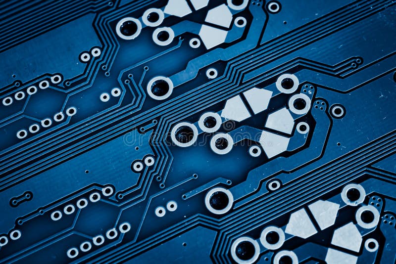 Blue Printed Circuit Board with Gold Plating Stock Photo - Image of ...