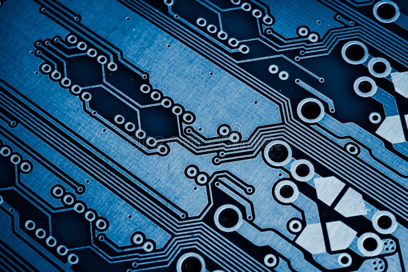 Blue Printed Circuit Board with Gold Plating Stock Image - Image of ...