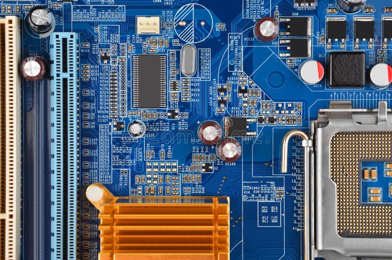Blue computer motherboard stock photo. Image of micro - 102524486