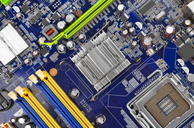 Blue computer motherboard stock photo. Image of device - 103571680