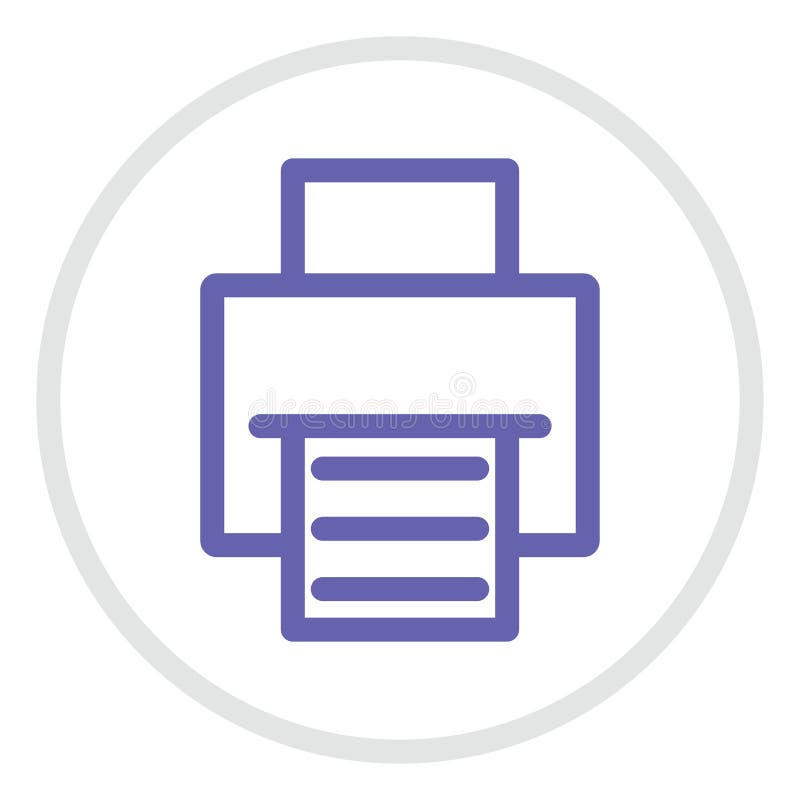 Blue Printer Icon Isolated on Blue Background. White Circle Button ...