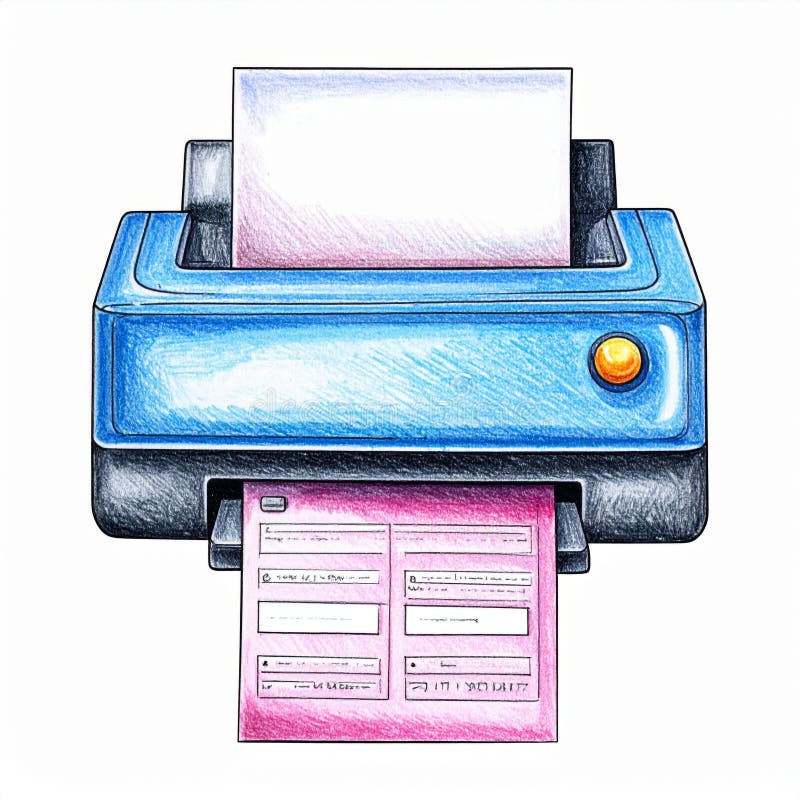 Blue Printer Printing Pink Document Illustration Stock Illustration ...