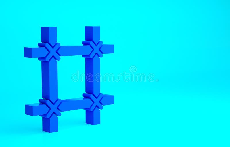 Blue Prison Window Icon Isolated on Blue Background. Minimalism Concept ...