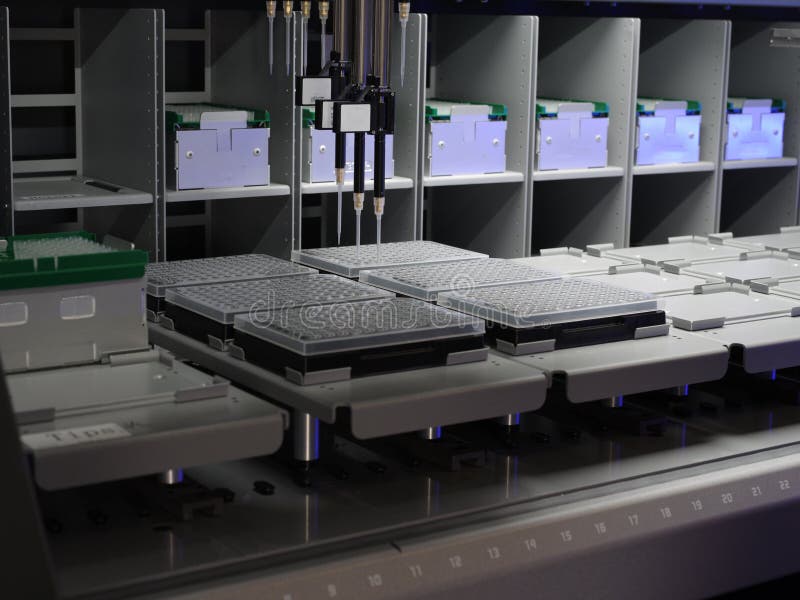 Blue Processing DNA Laboratory Equipment Stock Image - Image of ...