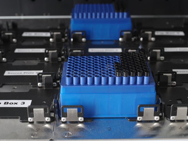 Blue Processing DNA Laboratory Equipment Stock Image - Image of light ...
