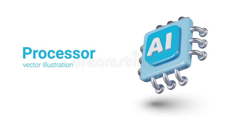 Blue Processor with Inscription AI. Concept of Artificial Intelligence ...