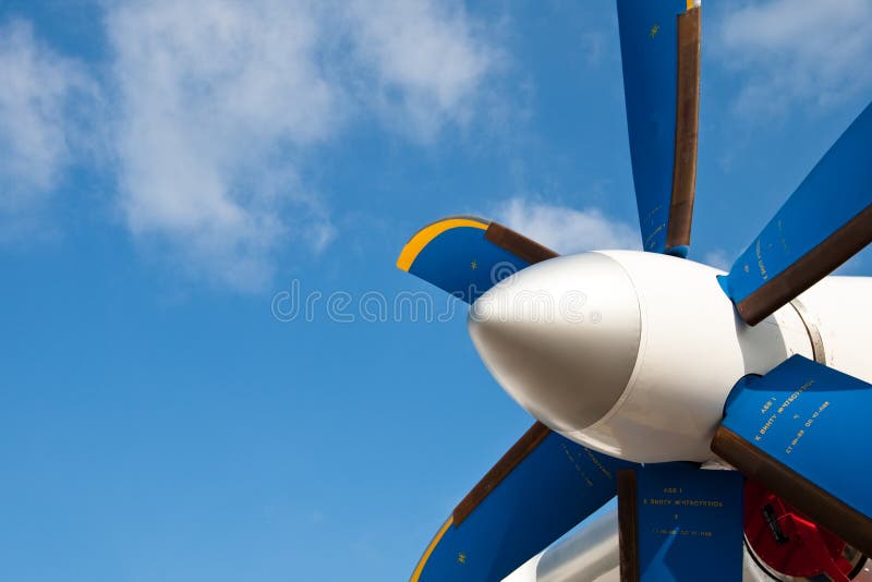 Blue Propeller of White Airplane Stock Image - Image of motor, stick ...