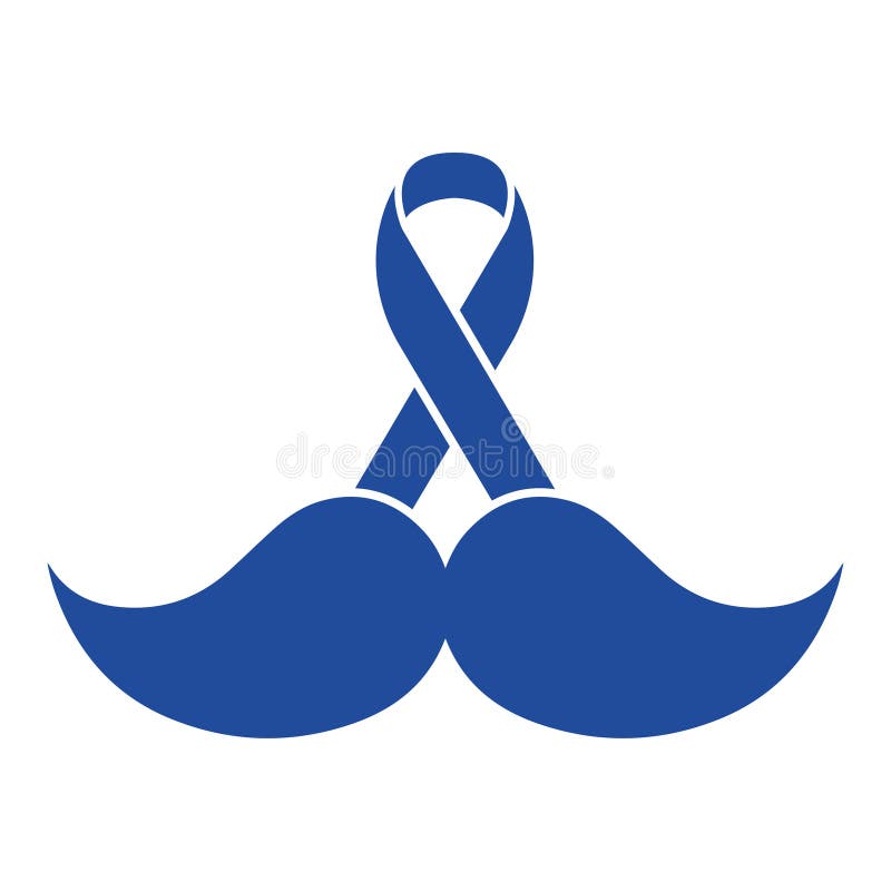 Blue Prostate Cancer Awareness Ribbon with Mustache Icon Vector Stock ...