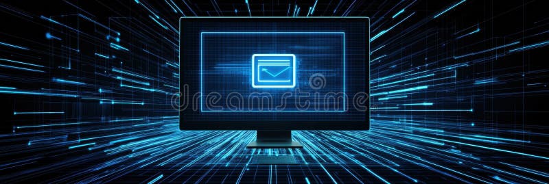 A Blue Protection Icon Appears on a Computer Screen, Showcasing the ...