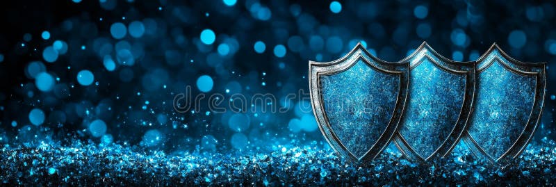 Blue Protection Shields Background, Security and Safety Concept ...