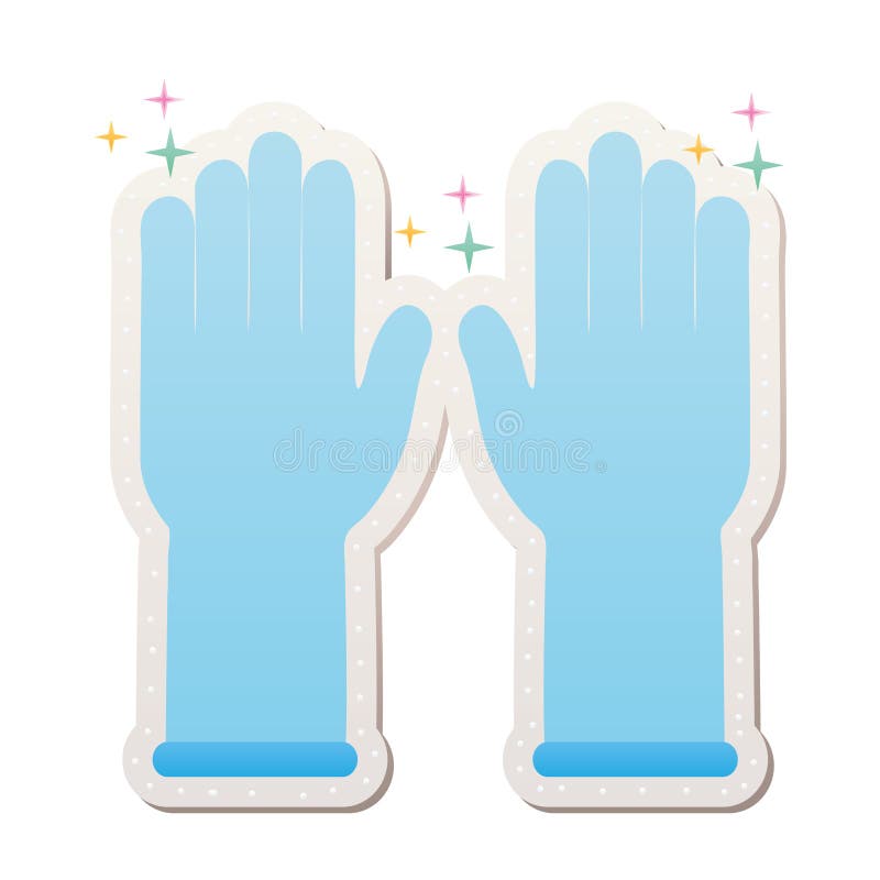 Blue Protective Gloves Stickers with Sparks Stock Vector - Illustration ...
