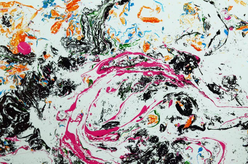 Blue Psychedelic Bright Colors Mixed in Black Liquid, Abstract Patterns ...