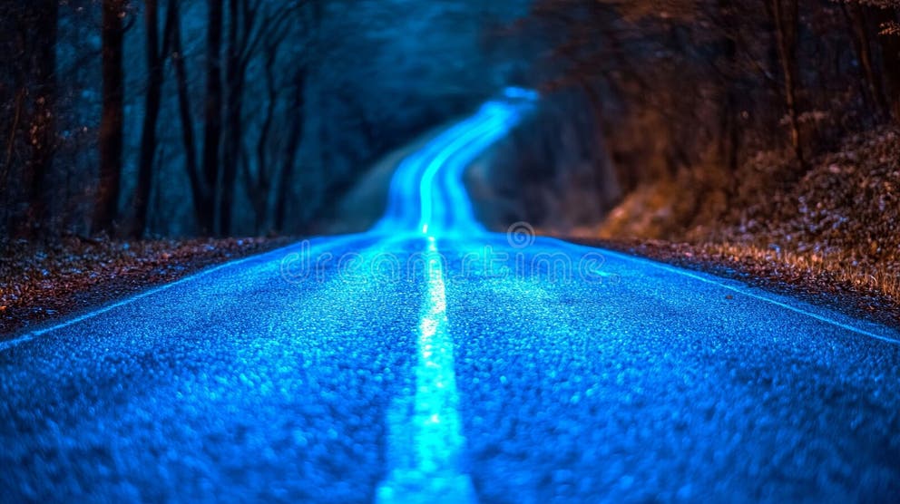 Blue Pulse-lit Road Symbolizing Internet Speed and Connectivity . Stock ...