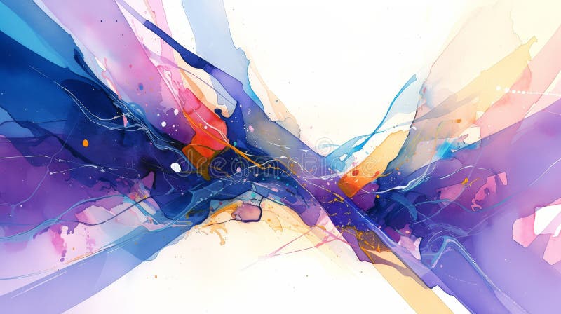 Blue and Purple Abstract Painting Stock Illustration - Illustration of ...