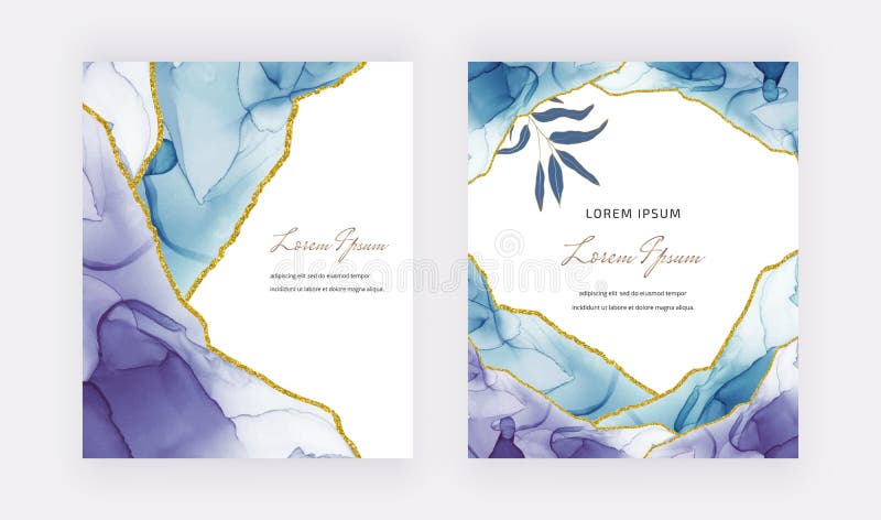 Blue and Purple Alcohol Ink Design Cards Stock Vector - Illustration of ...
