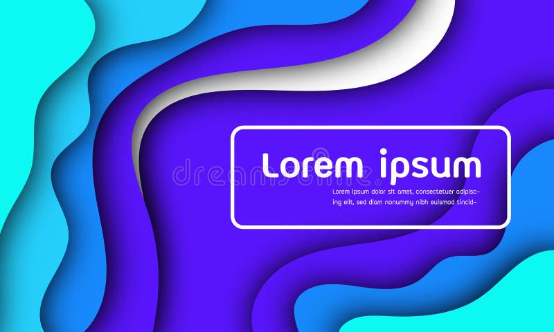 Blue and Purple Color Paper Cut Style Background, Vector Illustration ...