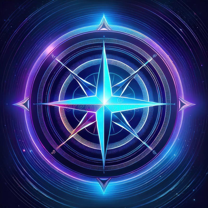 Blue and Purple Compass Emits a Glowing Light while Guiding the Way ...