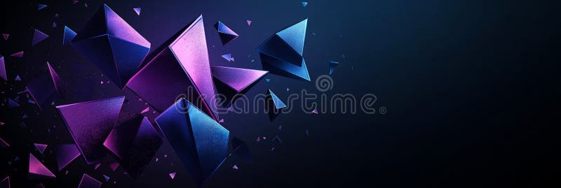 Abstract Background with Floating Geometric Shapes. Blue and Purple 3D ...