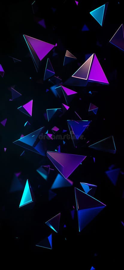 Abstract Background with Floating Geometric Shapes. Blue and Purple 3D ...