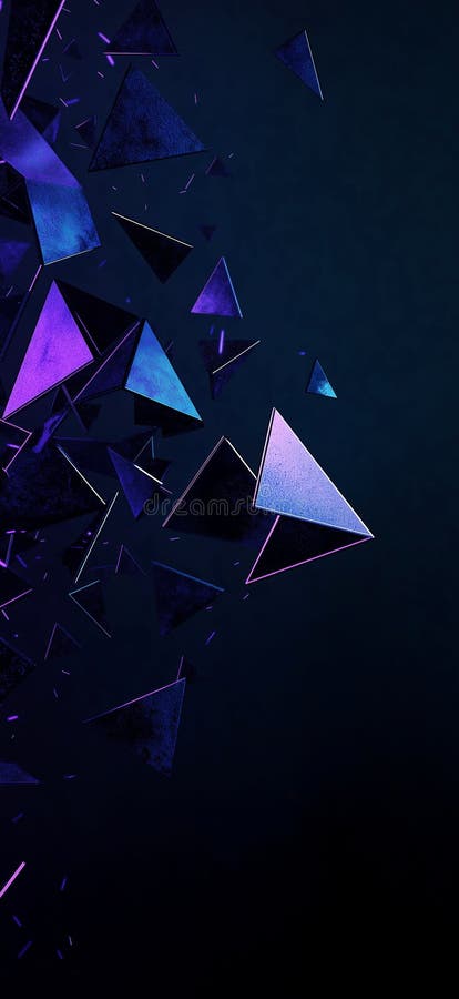 Abstract Background with Floating Geometric Shapes. Blue and Purple 3D ...