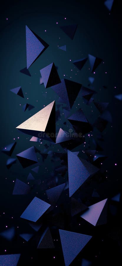 Abstract Background with Floating Geometric Shapes. Blue and Purple 3D ...