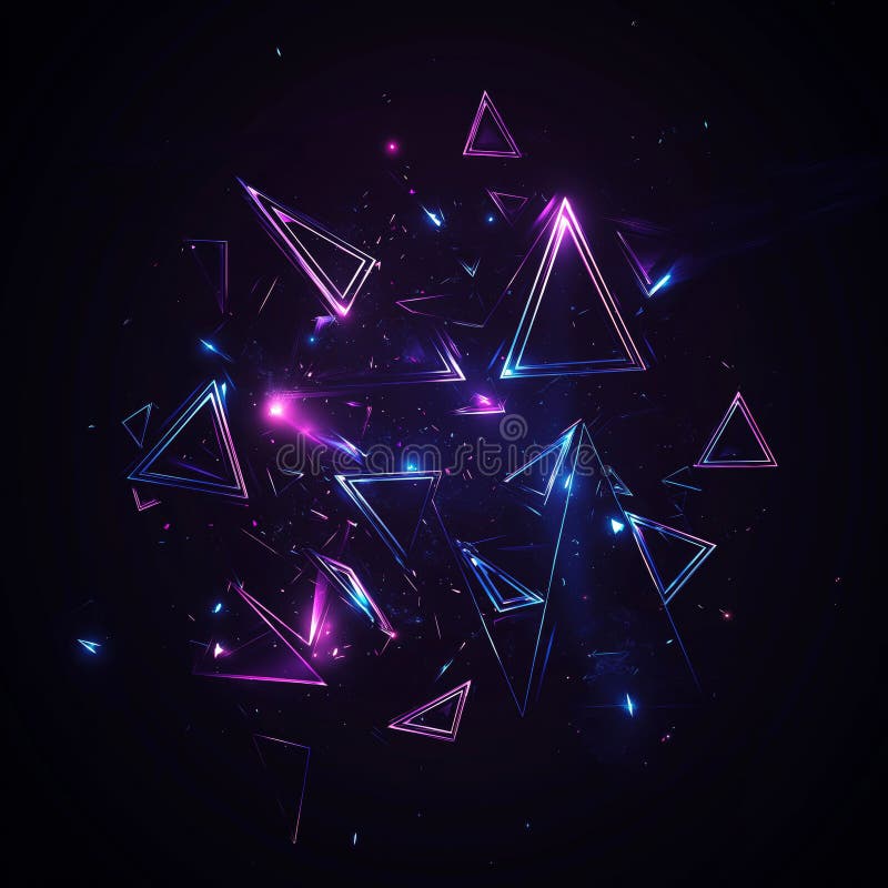 Abstract Background with Floating Geometric Shapes. Blue and Purple 3D ...
