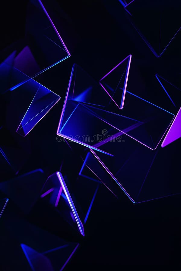 Abstract Background with Floating Geometric Shapes. Blue and Purple 3D ...