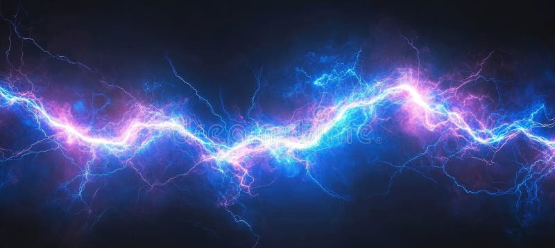 Blue and Purple Electric Lightning Strike on Dark Background ...