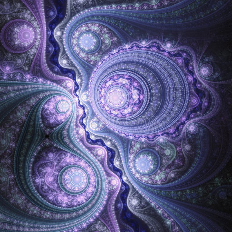 Blue and Purple Fractal Clockwork Stock Illustration - Illustration of ...