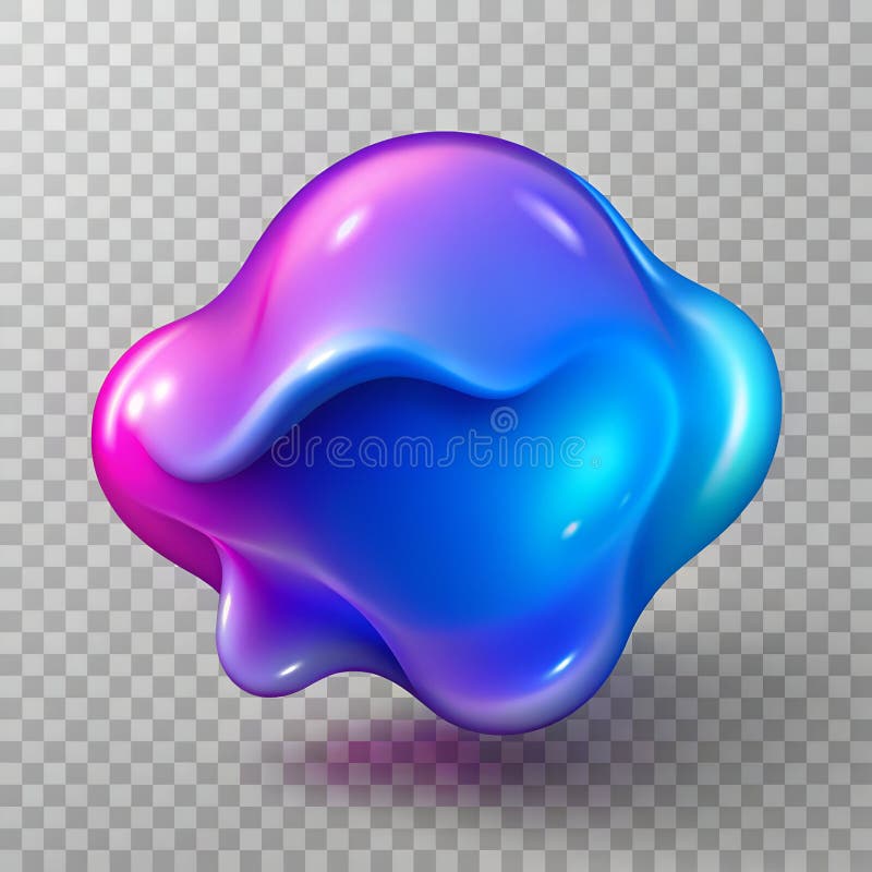 Blue and Purple Gradient Floating Liquid Blob, Isolated on Transparent ...