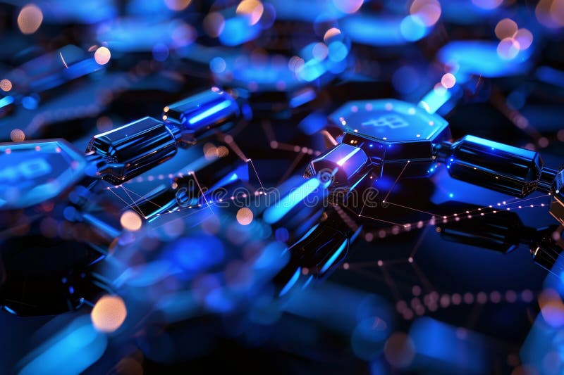 A Blue and Purple Image of a Complex Network of Blue and Purple Shapes ...