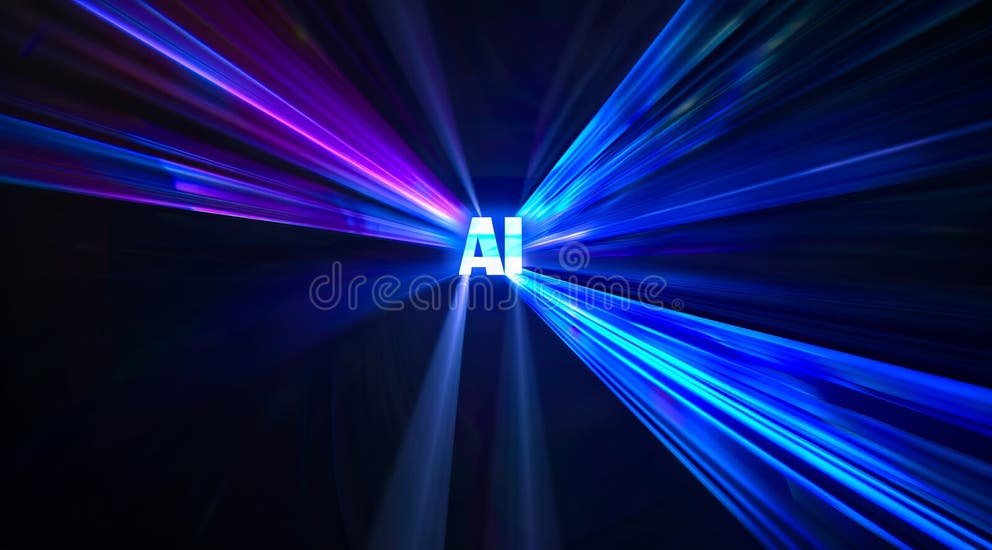 A Blue and Purple Light Beams Coming Out of the Screen Stock Image ...