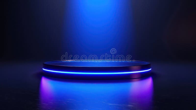 A Blue and Purple Lighted Stage with a Circular Platform Stock ...