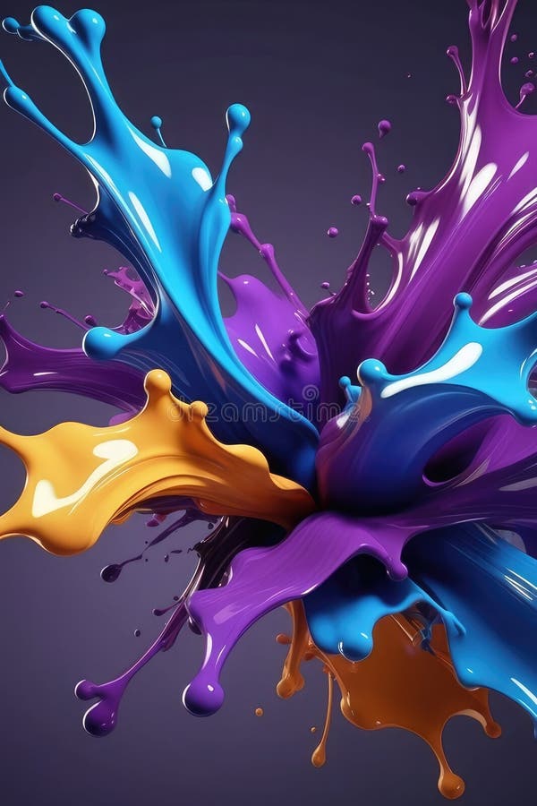 Blue and Purple Liquids, Splash Art, Vertical Composition Stock ...