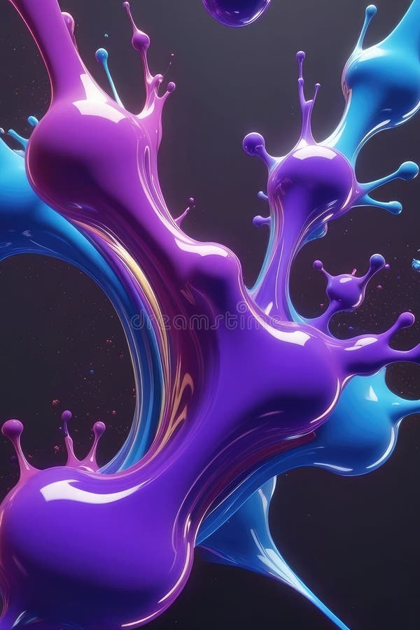 Blue and Purple Liquids, Splash Art, Vertical Composition Stock ...