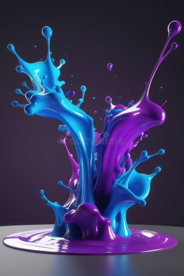 Blue and Purple Liquids, Splash Art, Vertical Composition Stock ...