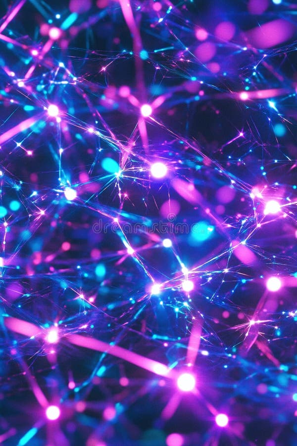 Blue and Purple Neon Flares Creating Cosmic Web Pattern Stock ...