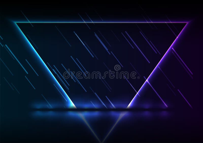 Blue Purple Neon Laser Triangle Frame Technology Background Stock ...
