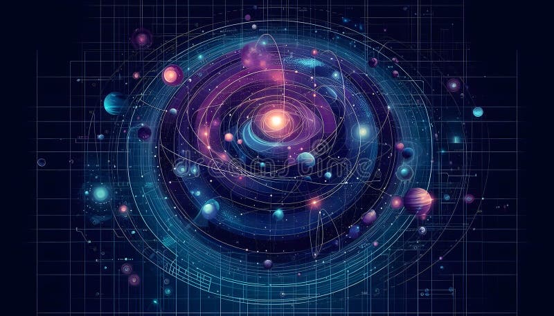 Blue and Purple Outer Space Navigation Map Stock Illustration ...