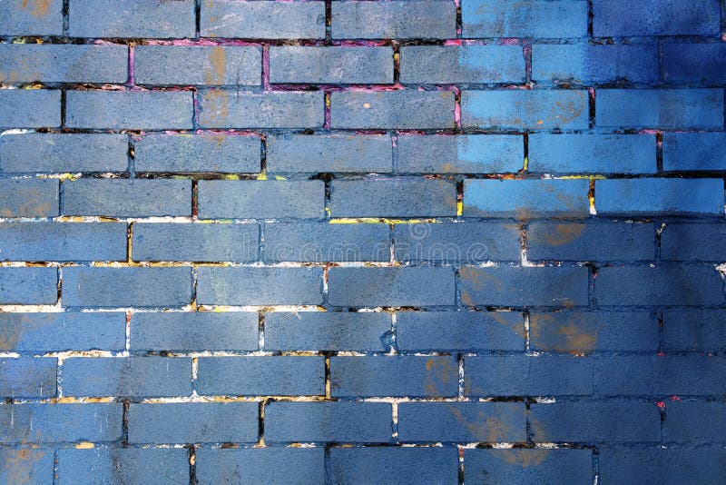 Blue and Purple Painted Brick Wall Background Stock Photo - Image of ...