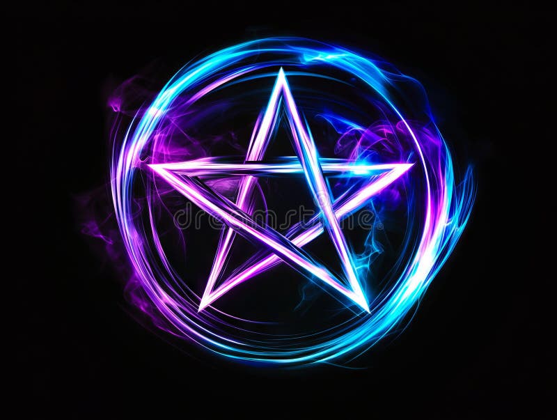 A Blue and Purple Pentagram on a Black Background Stock Photo - Image ...