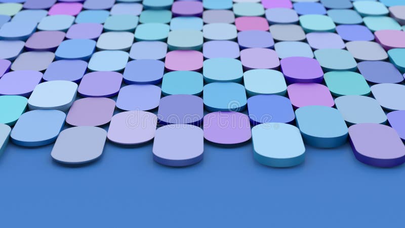 Blue, Purple, Pink Blocks. Blue Background. Abstract Illustration, 3d ...