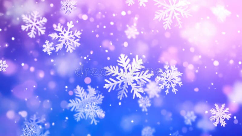 Blue and Purple Sky with Falling Snowflakes. Stock Illustration ...