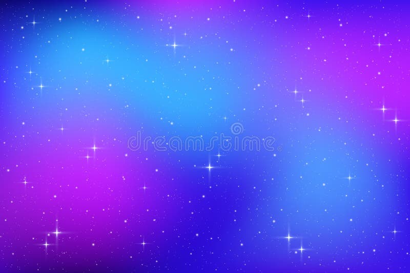Blue and Purple Starry Sky. Vector Space Background with Magic Dark ...