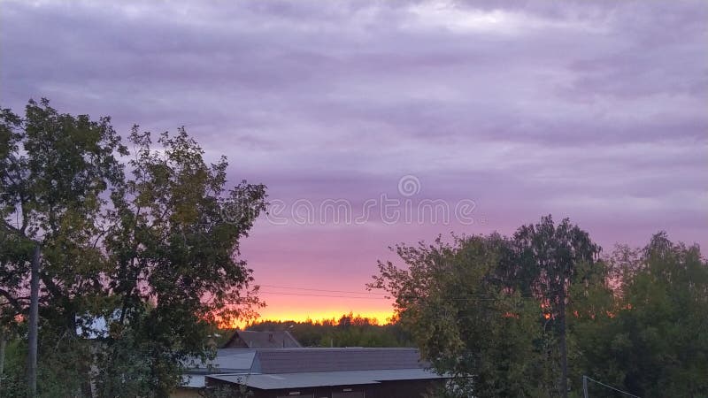 Blue-purple sunset stock image. Image of purple, evening - 227477961