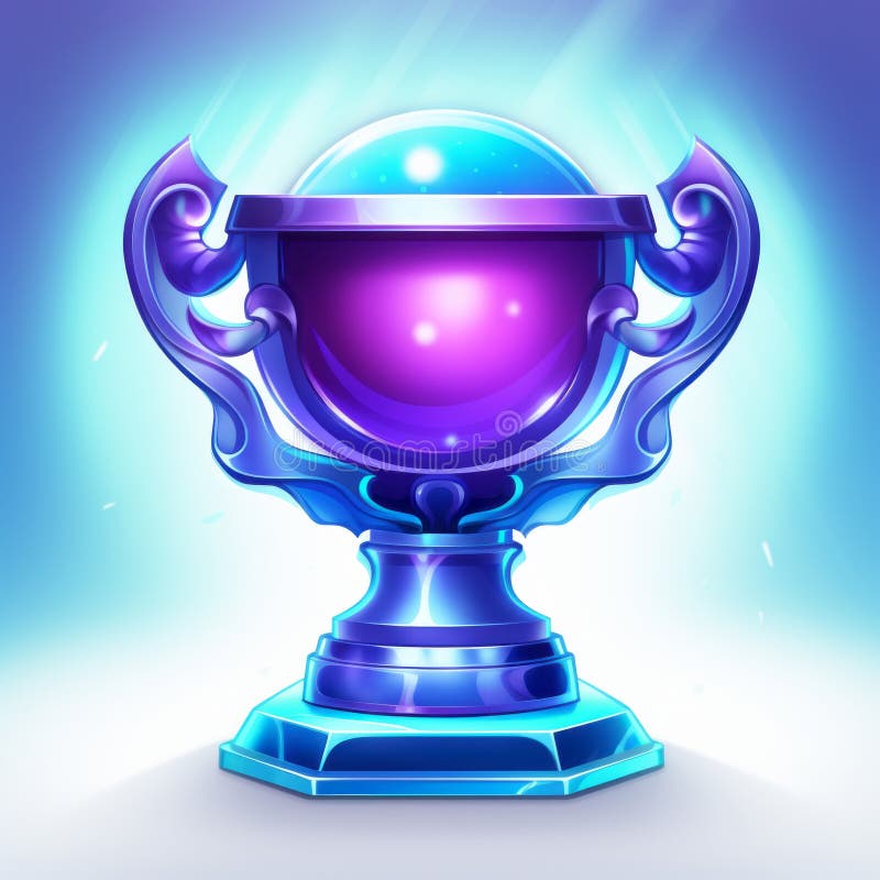 A Blue and Purple Trophy on a White Background Stock Illustration ...