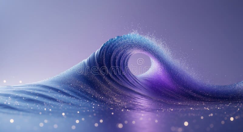 A Blue and Purple Wave with Glittery Particles in the Water Stock Image ...