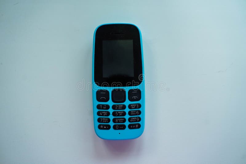 Blue Push-button Cell Phone With Black Buttons Stock Photo - Image of ...